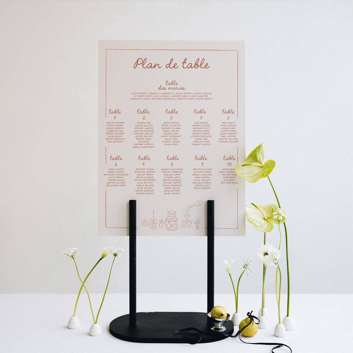 Plan de table "Elena" White Peach – Les Mignonneries