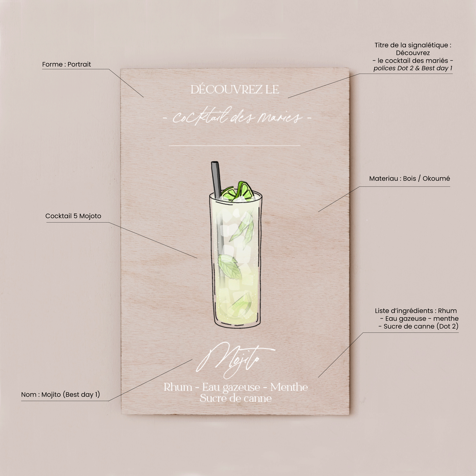 Carte des cocktails colorés sur mesure | Les Mignonneries